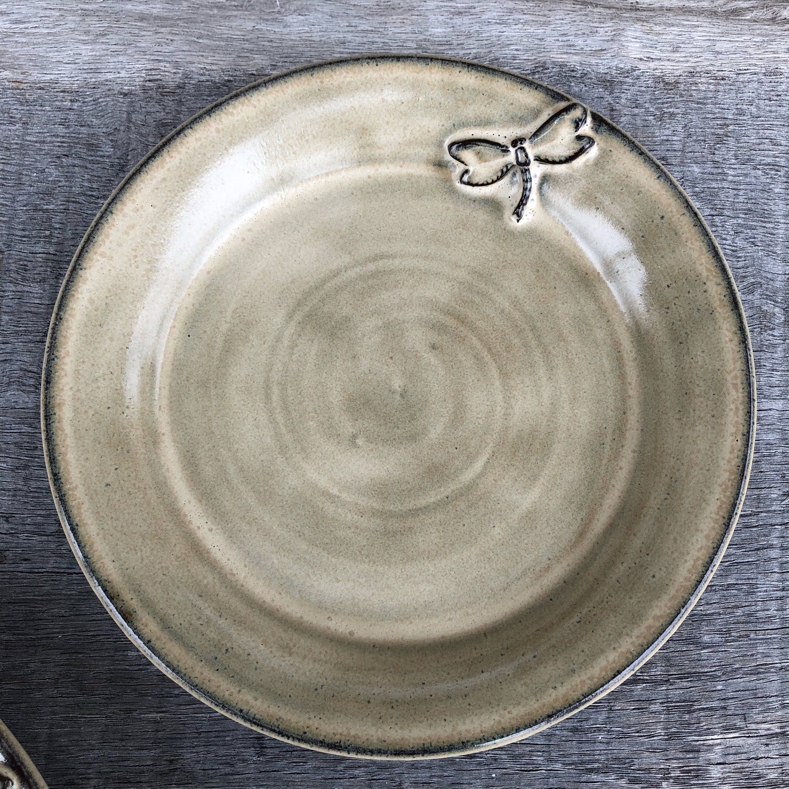 Dragonfly Pottery Dinnerware, Stoneware, Wheel Thrown Place Setting for ...