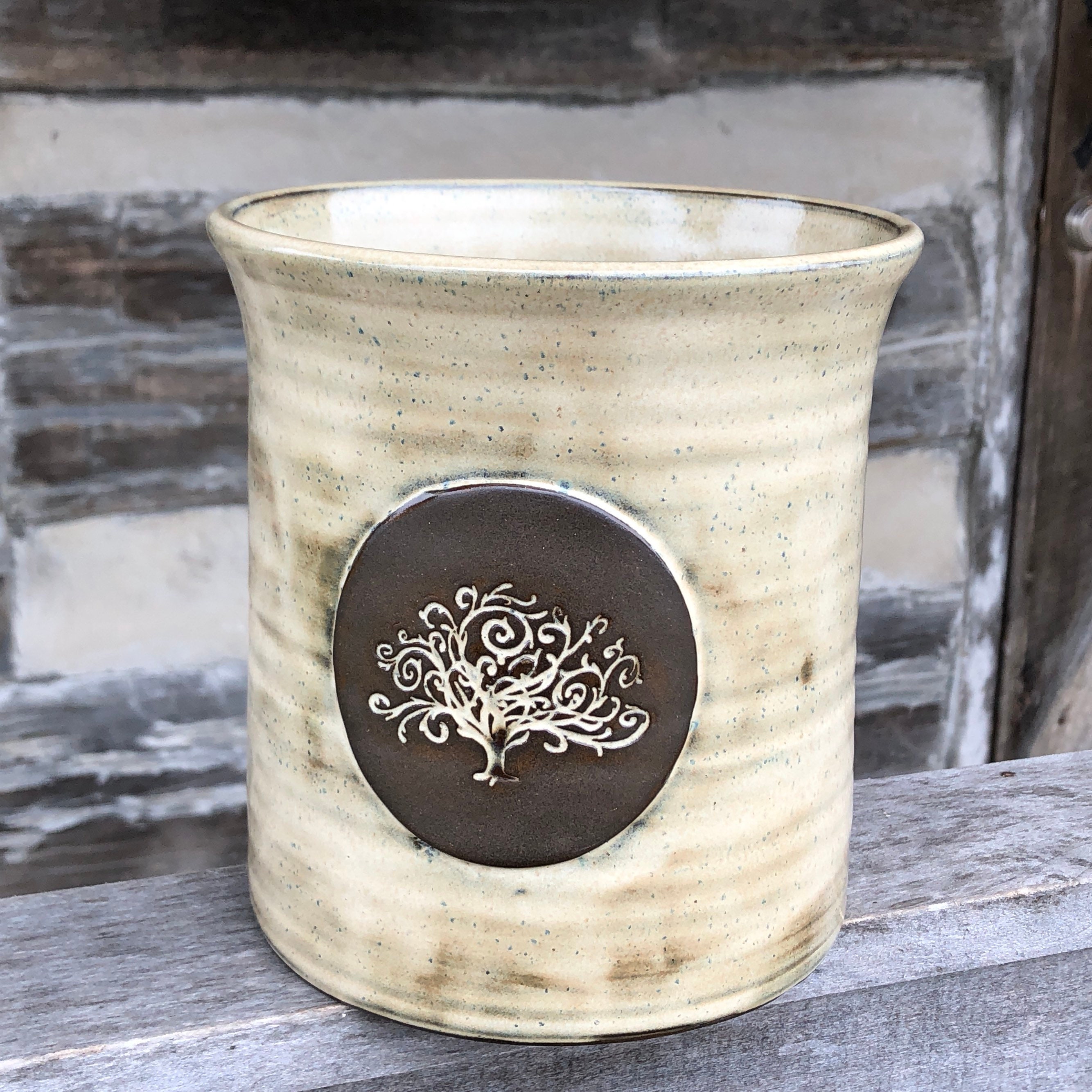 Pottery Utensil Holder With Tree of Life Made to Order | Etsy