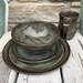 3 Piece Pottery Dinnerware Set in Iron Lustre Handmade Dishes. Made to ...
