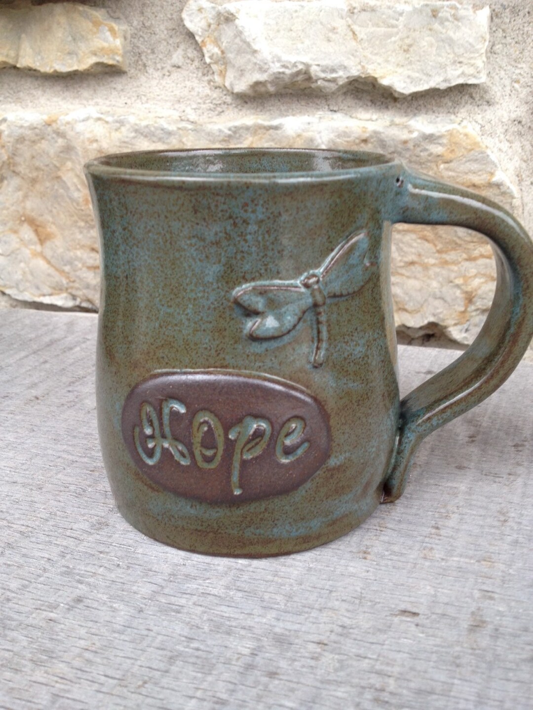 Hope Pottery Mug With Dragonfly Inspirational Coffee Cup **made to ...