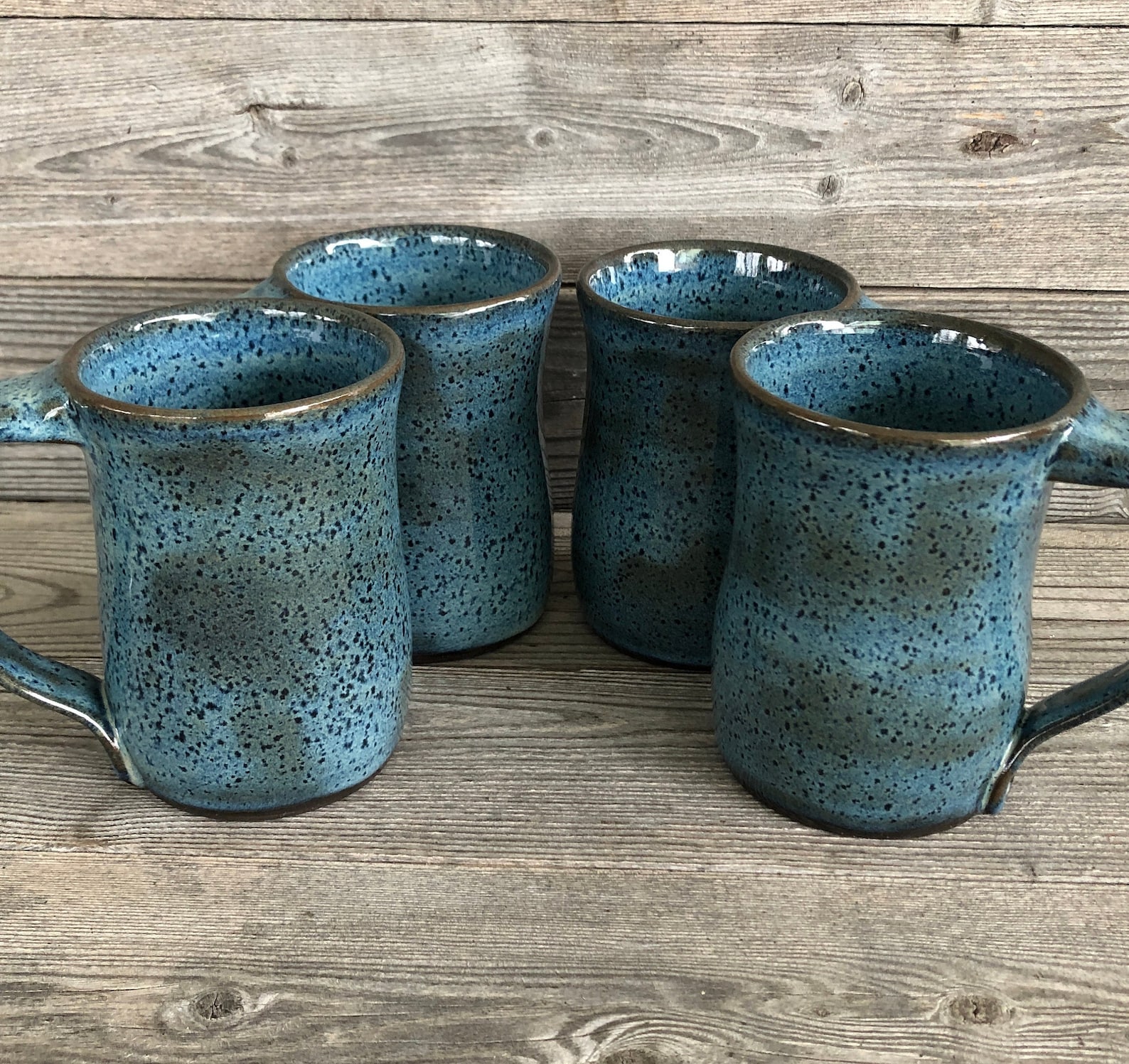 Handmade Pottery Mugs on dark clay SET OF FOUR made to order | Etsy
