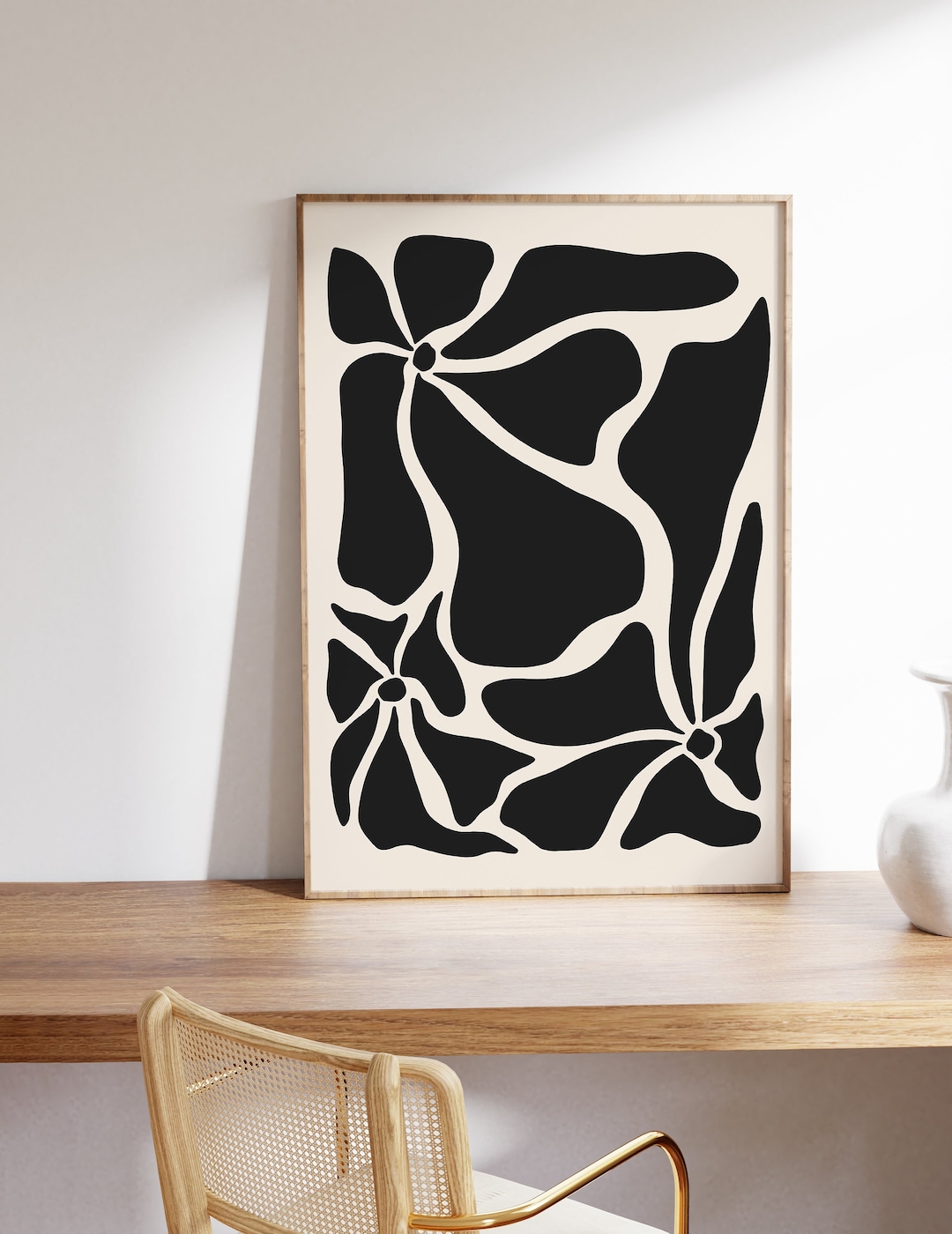 Abstract Flower Printable, Wavy Flower Art, Botanical Print, Neutral ...