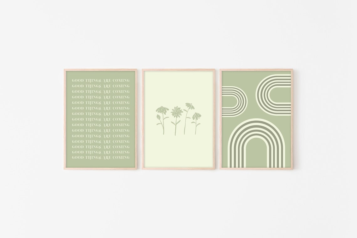 Sage Green Print Set of 3 Sage Green Printables Cute Boho - Etsy