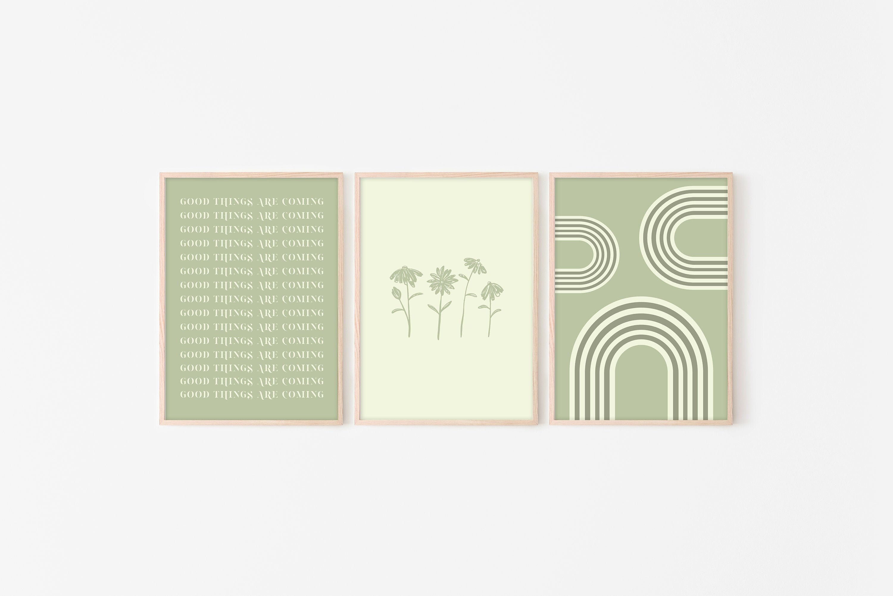 Sage Green Print Set of 3 Sage Green Printables Cute Boho | Etsy