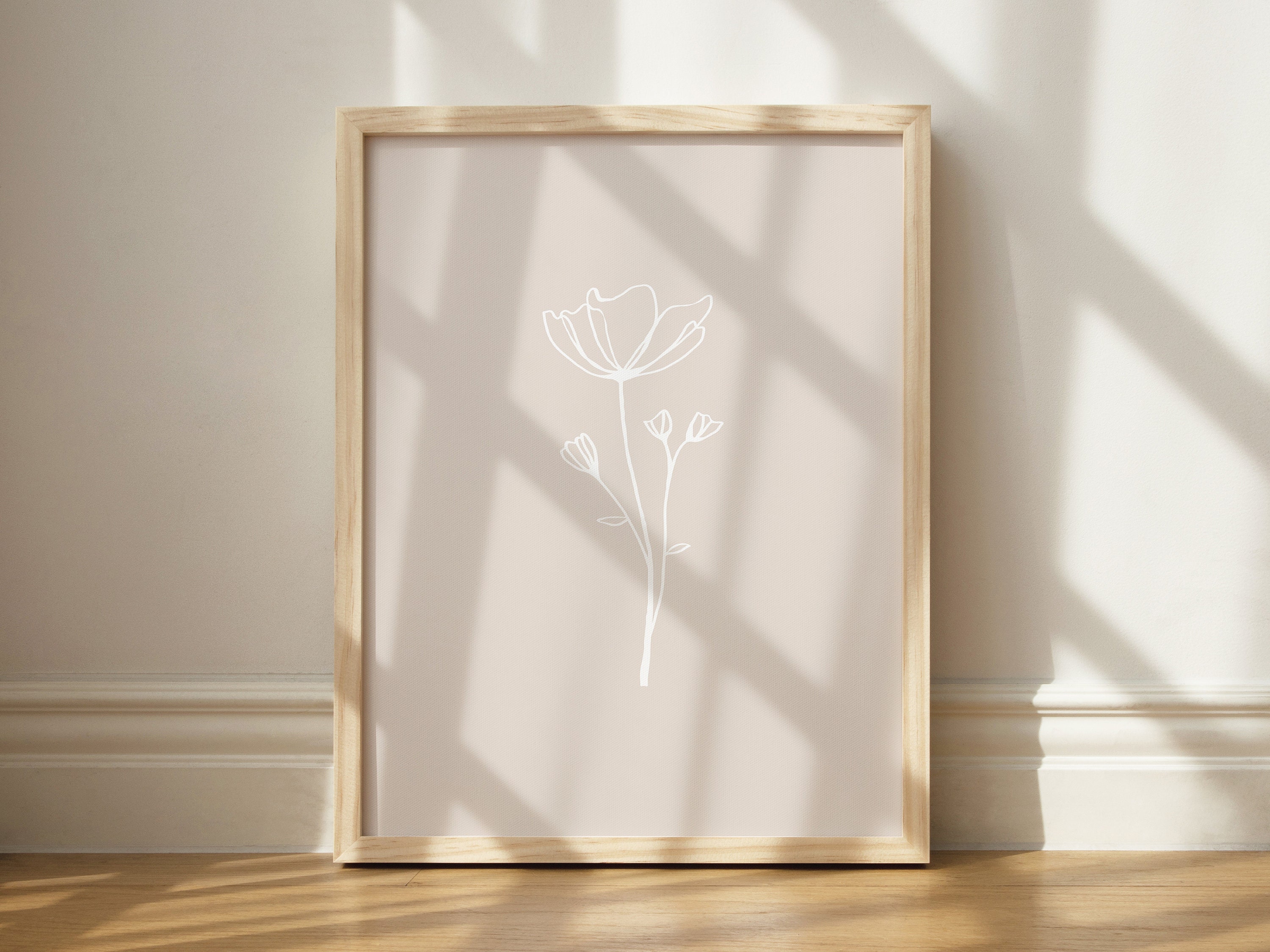 Neutral Flower Line Art Printable Neutral Botanical Print | Etsy