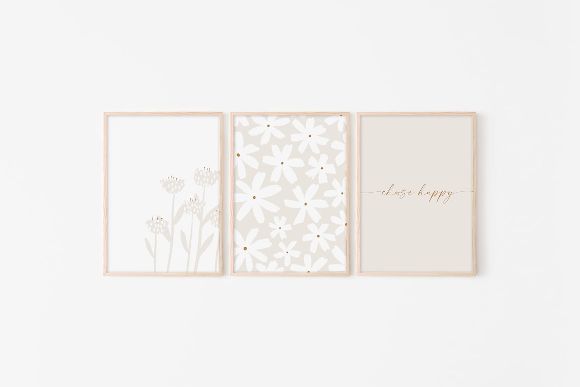 Neutral Spring Print Set Neutral Flower Print Set of Three - Etsy Canada