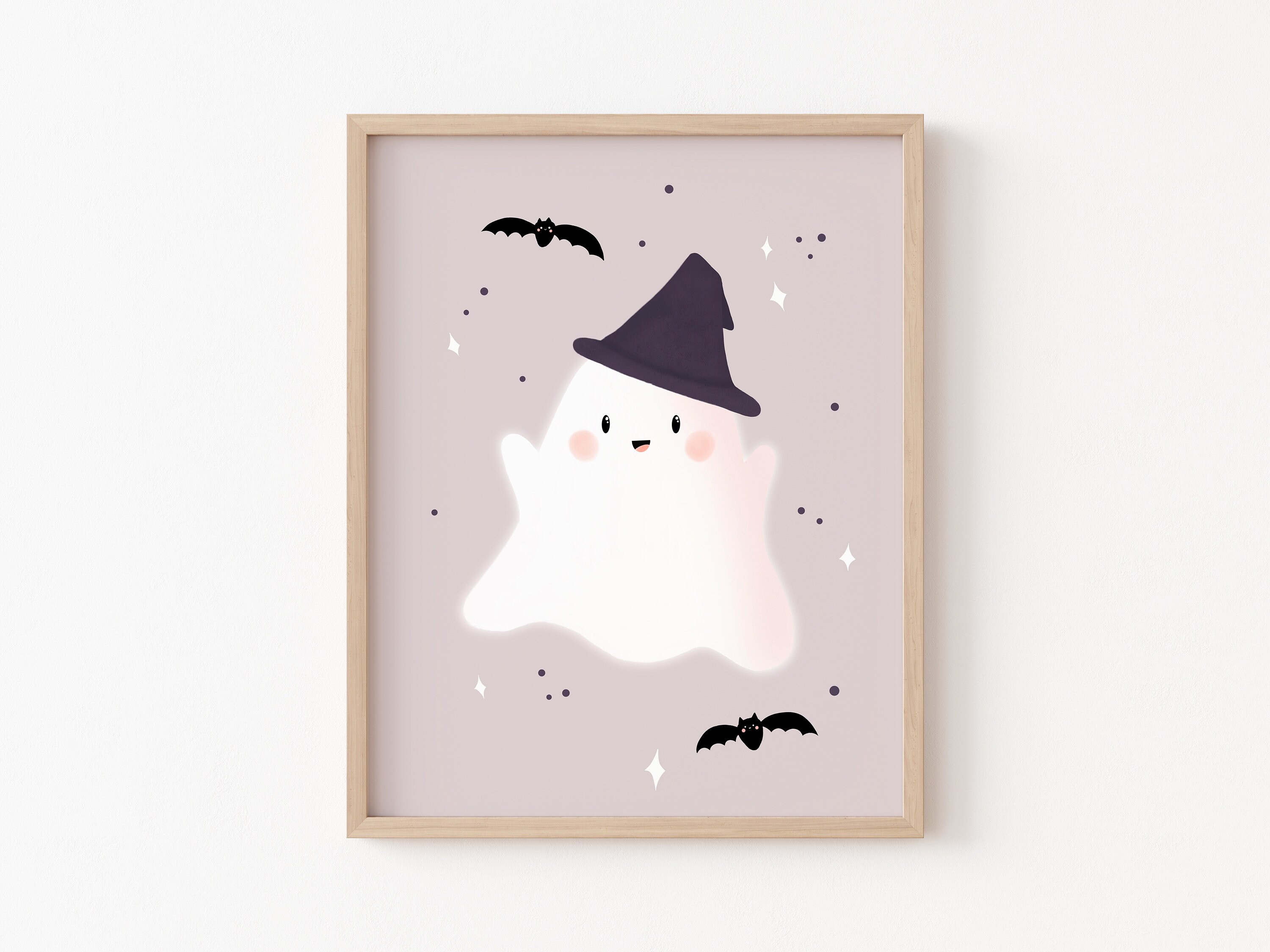 Cute Ghost Printable, Pink Halloween Decor, Ghost Art Print, Halloween ...