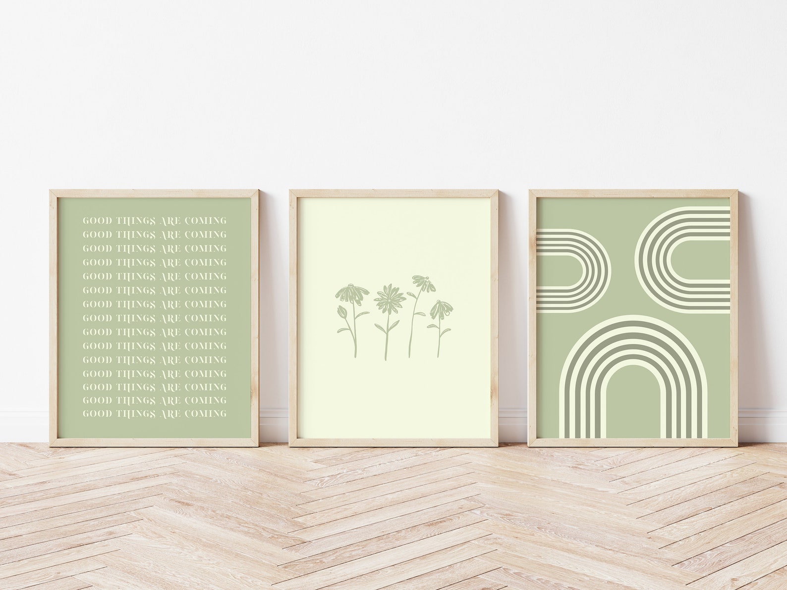Sage Green Print Set of 3 Sage Green Printables Cute Boho - Etsy