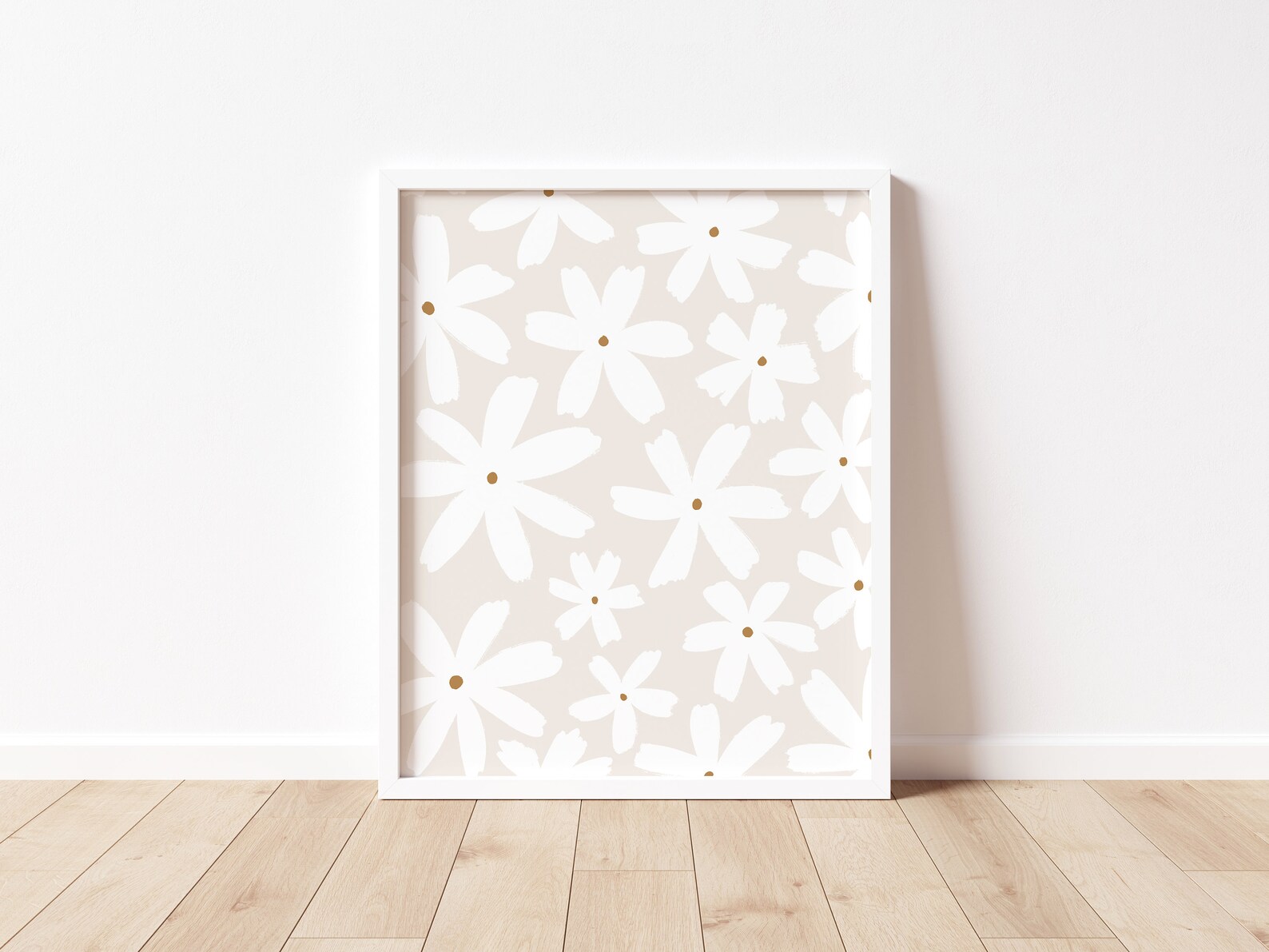 Neutral Daisy Printable, Spring Flower Wall Art, Neutral Flower Print ...