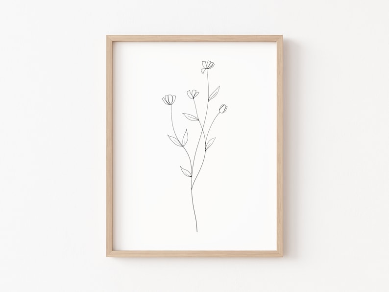 Minimal Flower Print Minimal Flower Printable Minimal Wall | Etsy