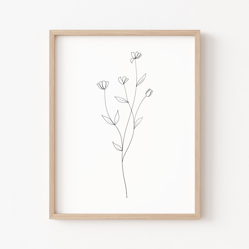 Minimal Flower Art - Etsy