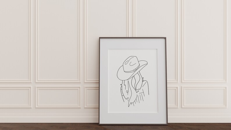 Western Line Art Cute Cowgirl Print Western Decor Face Line - Etsy
