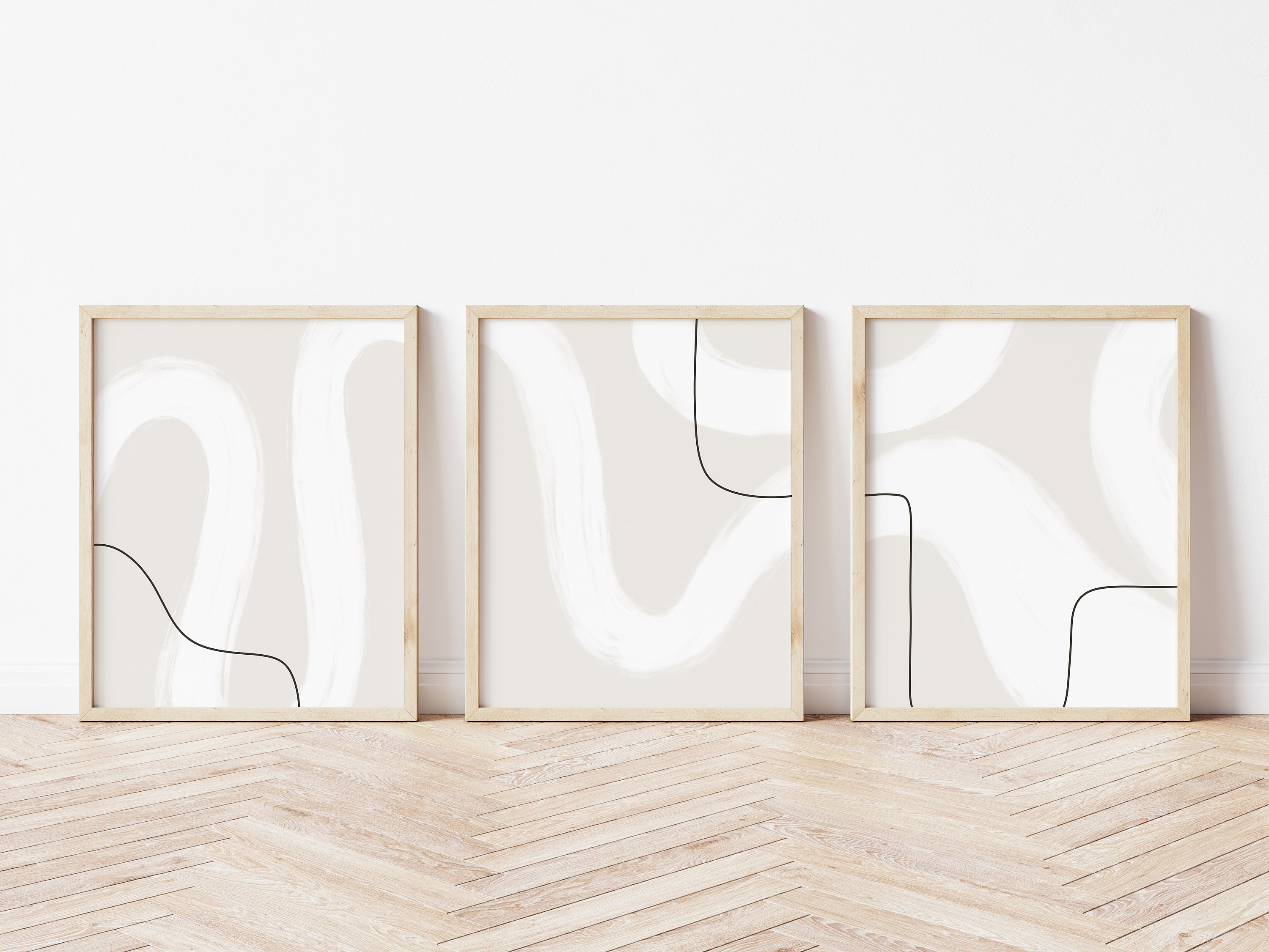 Neutral Wall Art Set of Three Neutral Print Set Minimal - Etsy