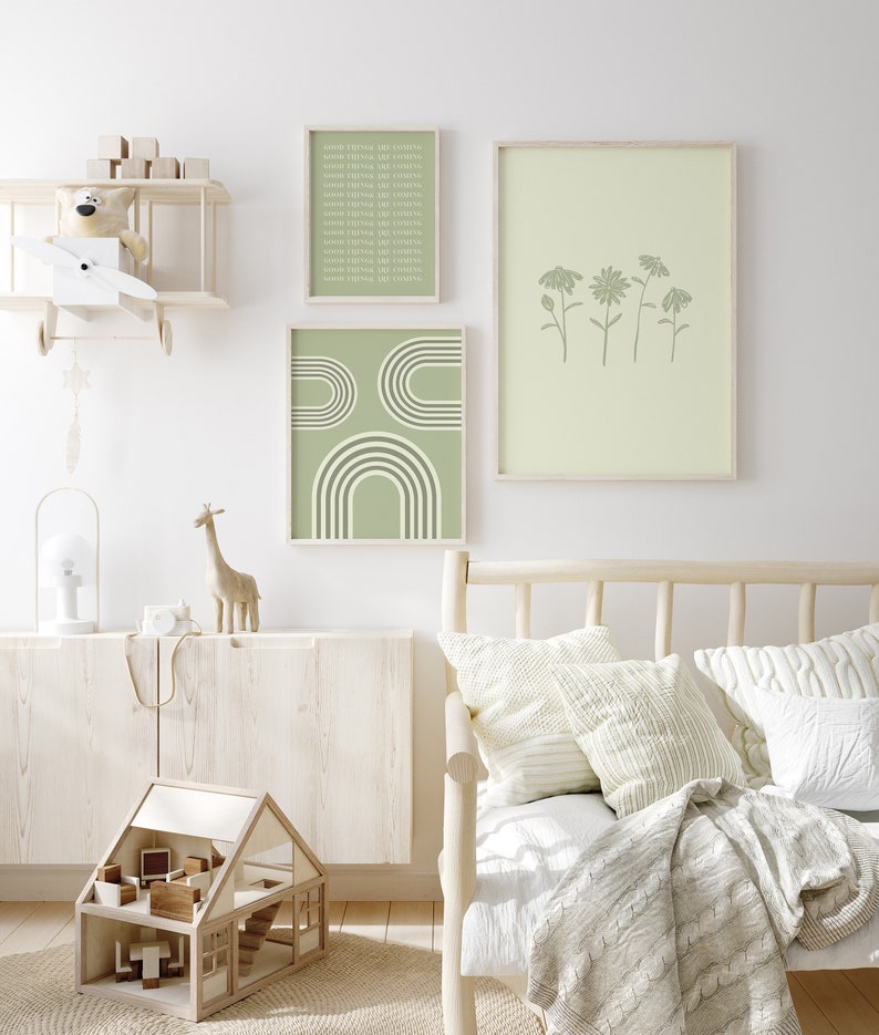 Sage Green Print Set of 3 Sage Green Printables Cute Boho | Etsy
