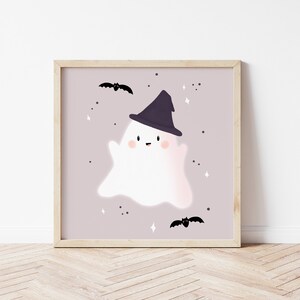 Cute Ghost Printable, Pink Halloween Decor, Ghost Art Print, Halloween ...