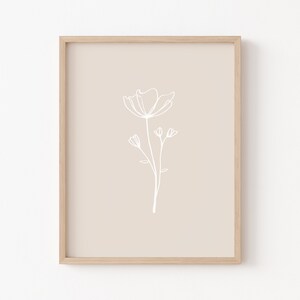 Neutral Botanical Print Set of 3, Neutral Flower Line Art Set, Abstract ...
