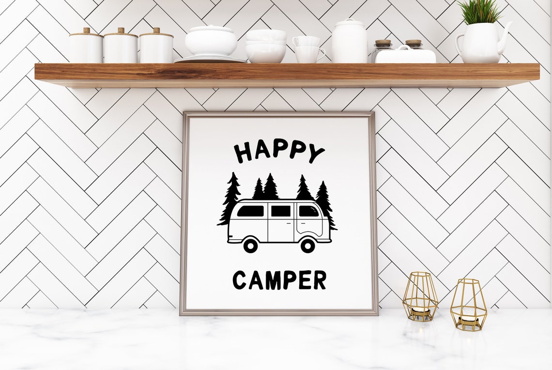 Happy Camper printable happy camper sign retro camper print | Etsy