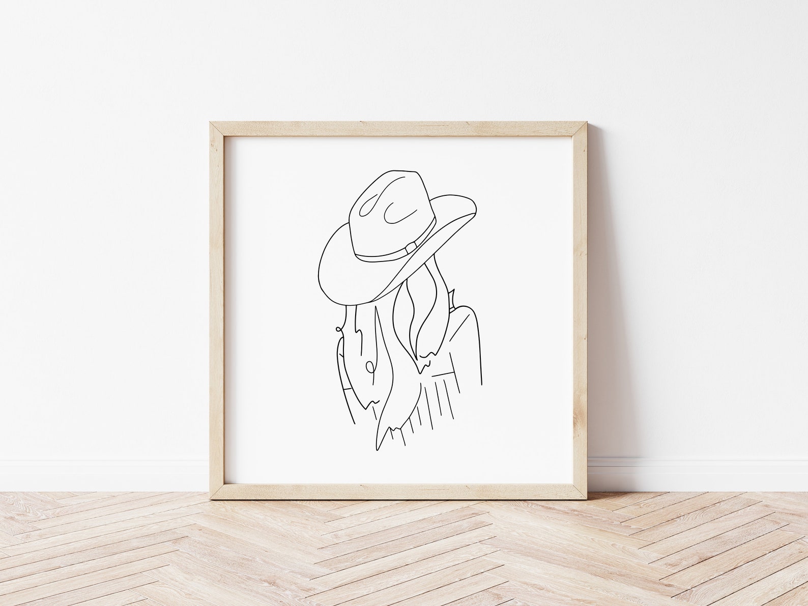 Western Line Art Cute Cowgirl Print Western Decor Face Line - Etsy