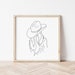 Western Line Art, Cute Cowgirl Print, Western Decor, Face Line Art ...