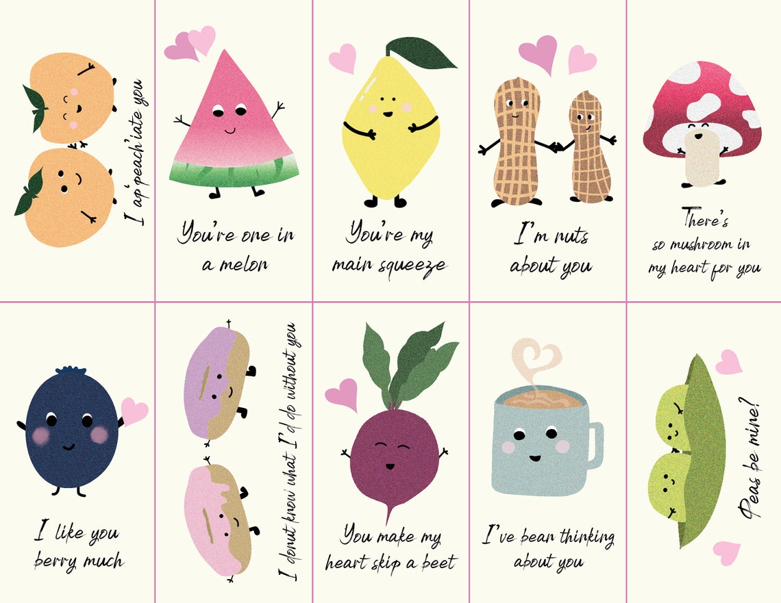 Food Pun Love Notes, Printable Valentines, Little Love Note Printable ...