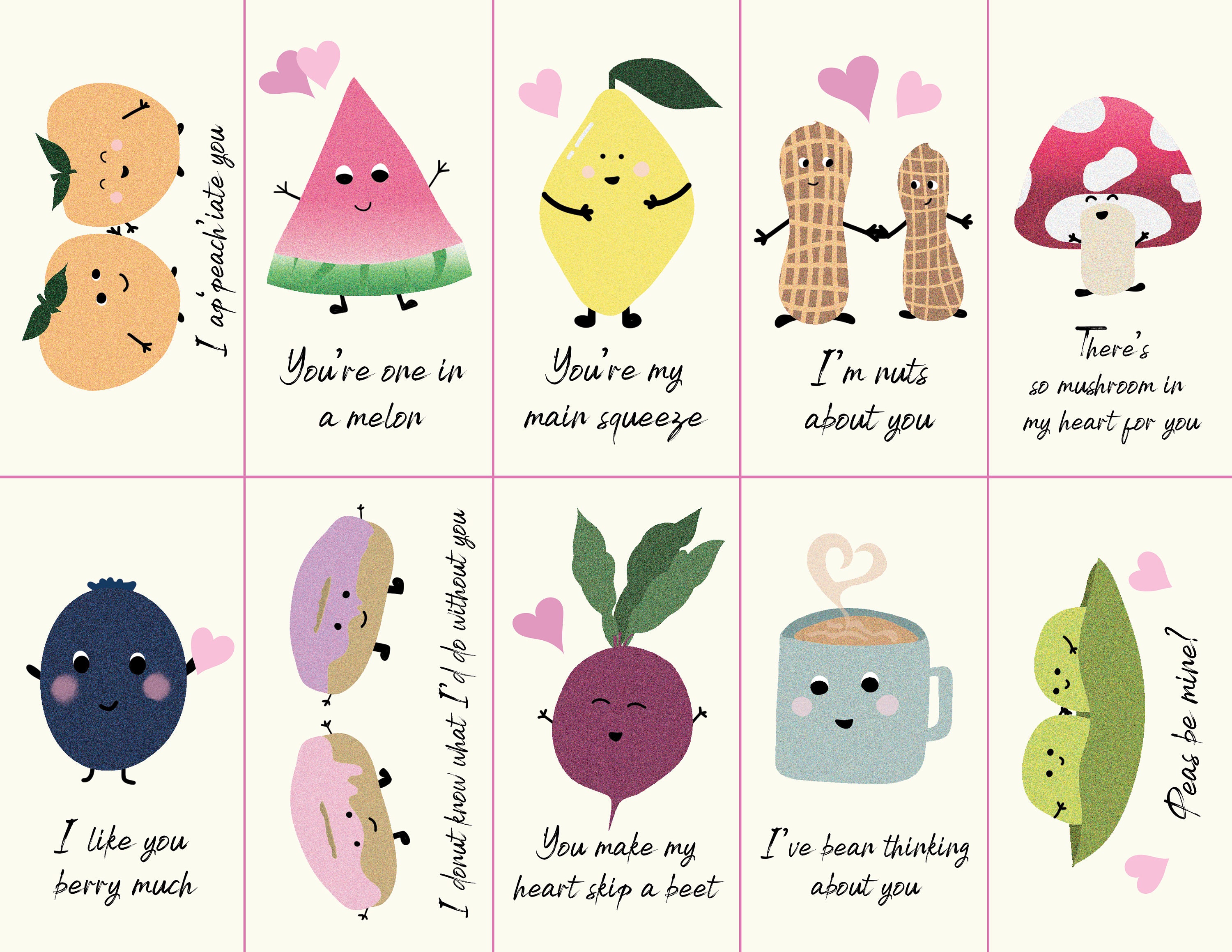 Food Pun Love Notes Printable Valentines Little Love Note | Etsy