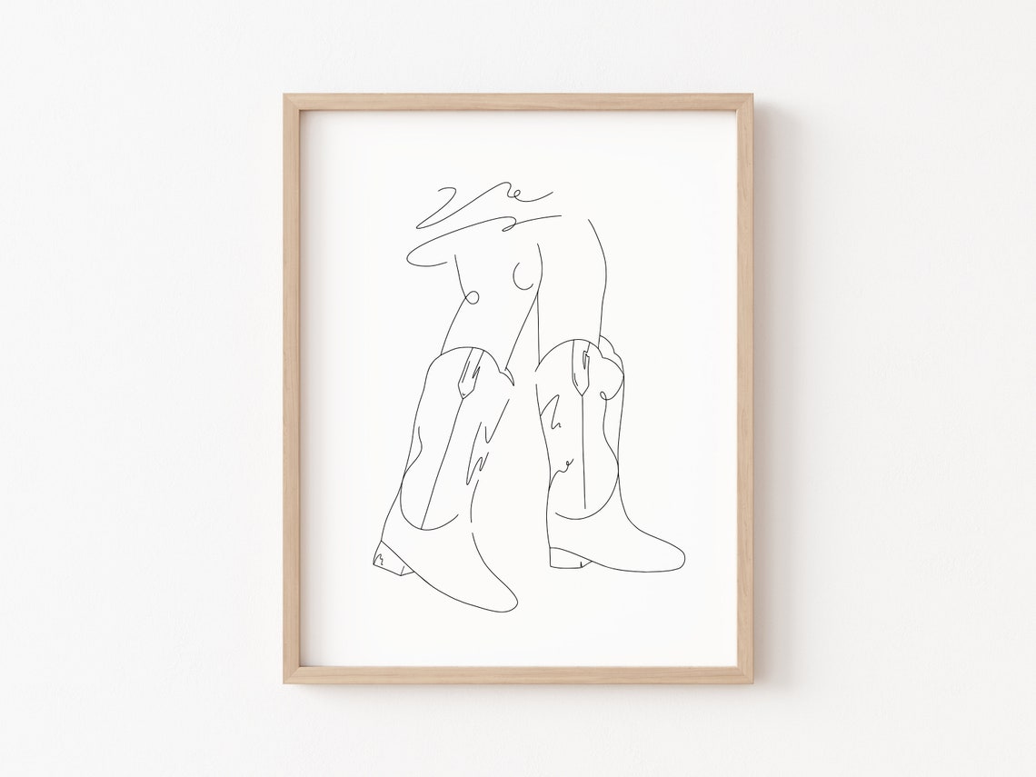 Cowgirl Boot Line Art Cowboy Boot Line Art Western Boots - Etsy