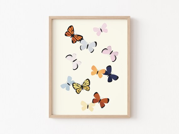 Butterflies Printable Vintage Butterfly Print Minimal | Etsy