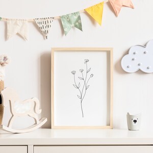 Minimal Flower Print, Minimal Flower Printable, Minimal Wall Art, Line ...