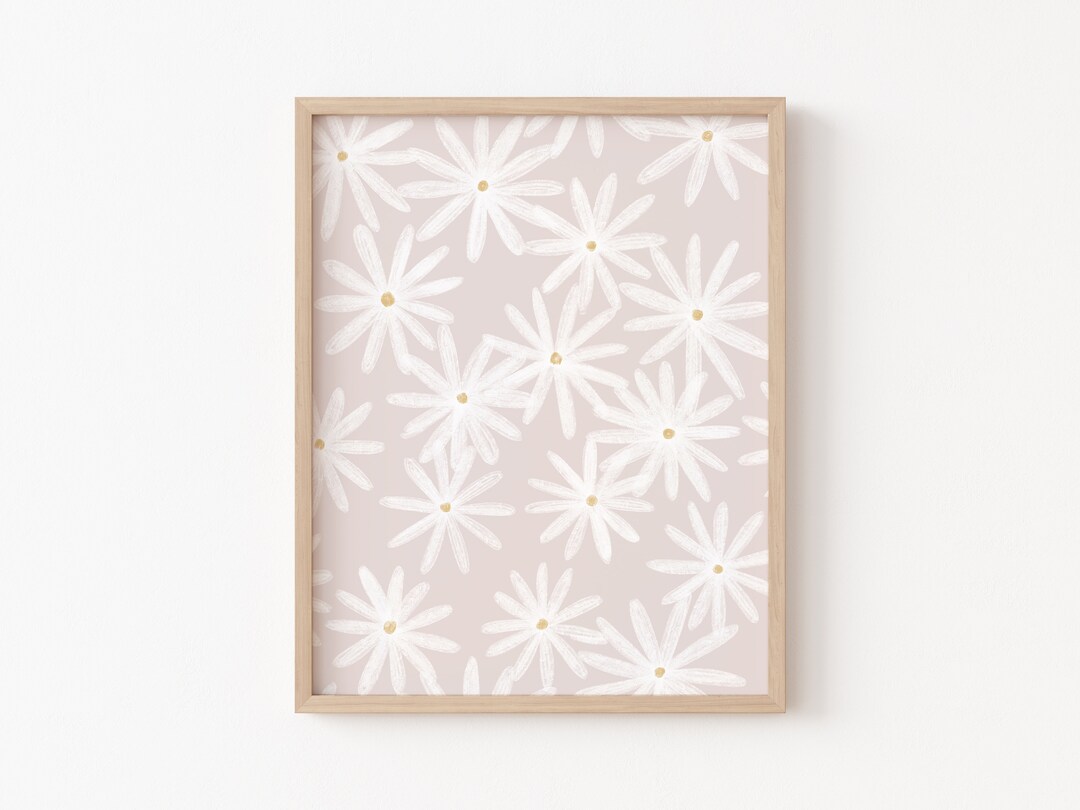 Neutral Daisy Print, Minimal Daisy Flower Print, Cute Flower Printable ...