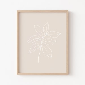 Neutral Botanical Print Set of 3, Neutral Flower Line Art Set, Abstract ...