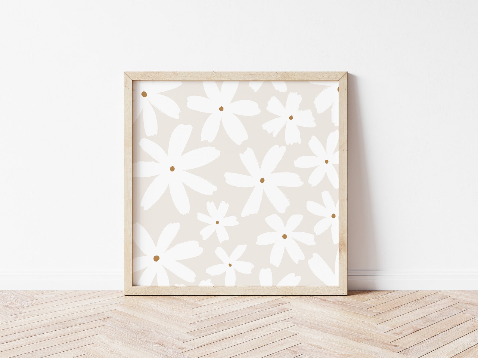 Neutral Daisy Printable, Spring Flower Wall Art, Neutral Flower Print ...