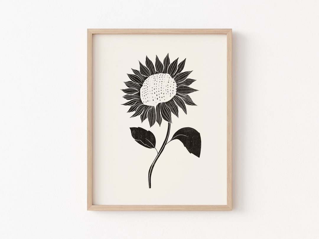 Sunflower Printable, Minimal Sunflower Wall Art, Neutral Botanical ...