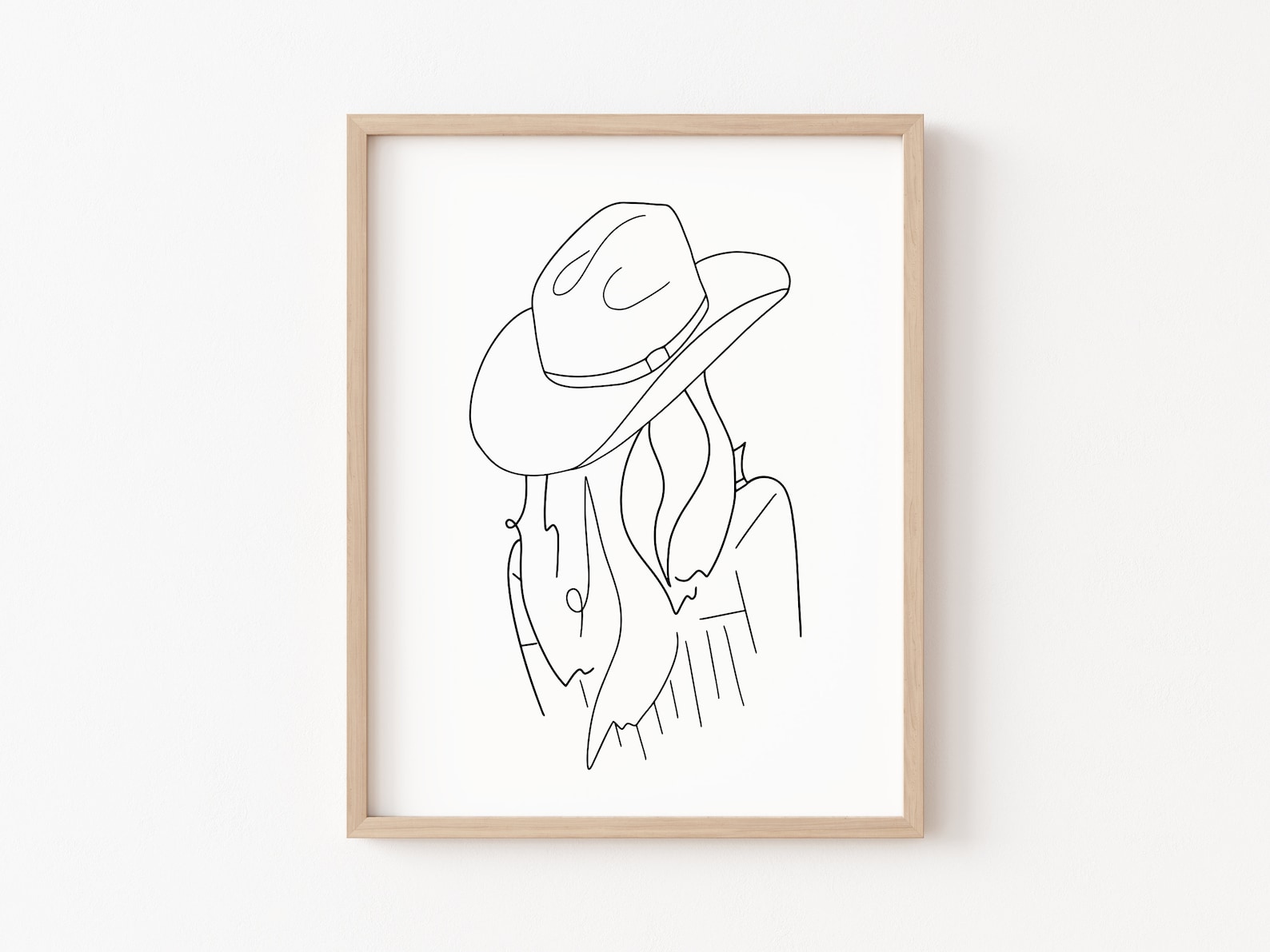 Western Line Art, Cute Cowgirl Print, Western Decor, Face Line Art ...