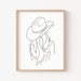 Western Line Art, Cute Cowgirl Print, Western Decor, Face Line Art ...