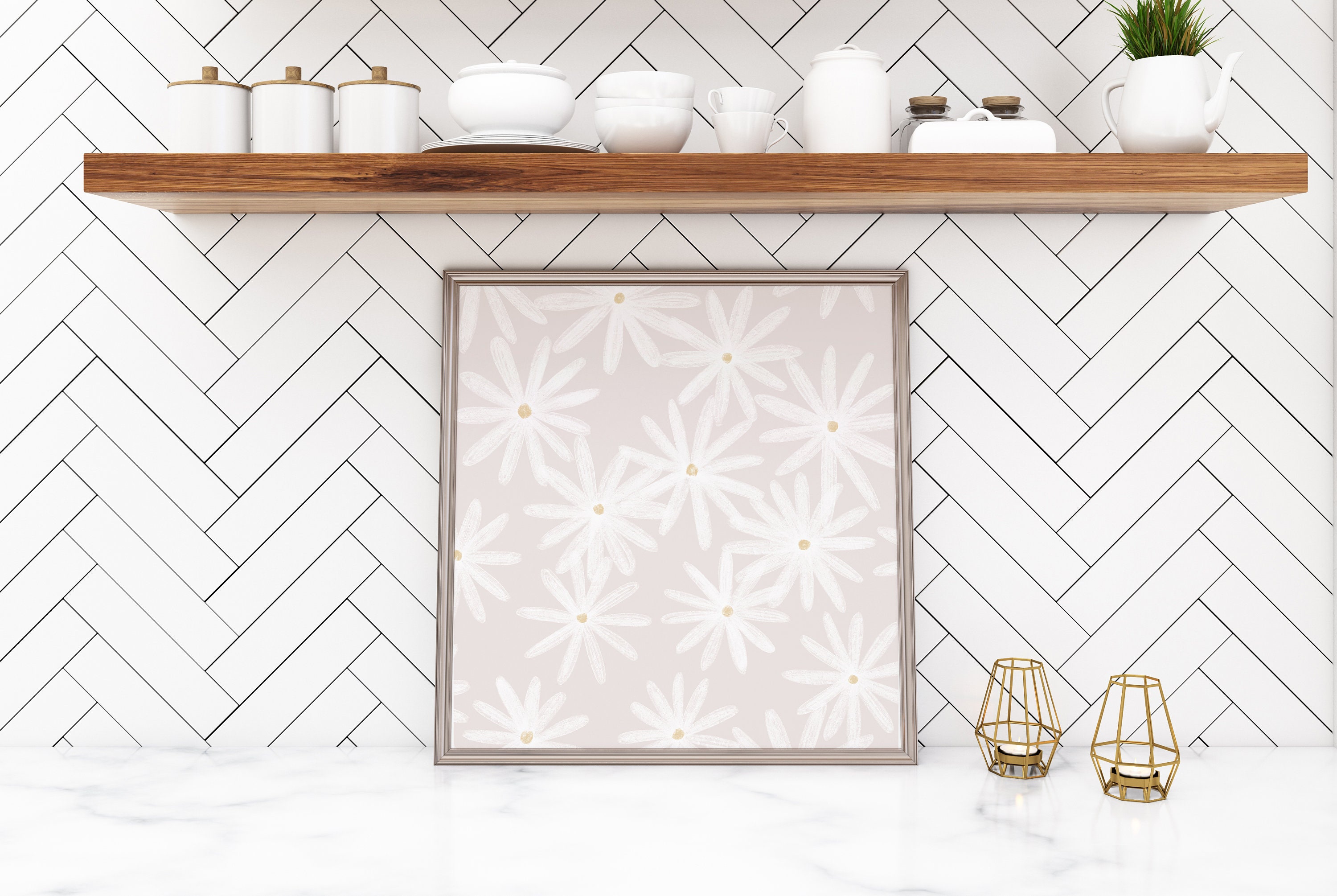 Neutral Daisy Print Minimal Daisy Flower Print Cute Flower | Etsy
