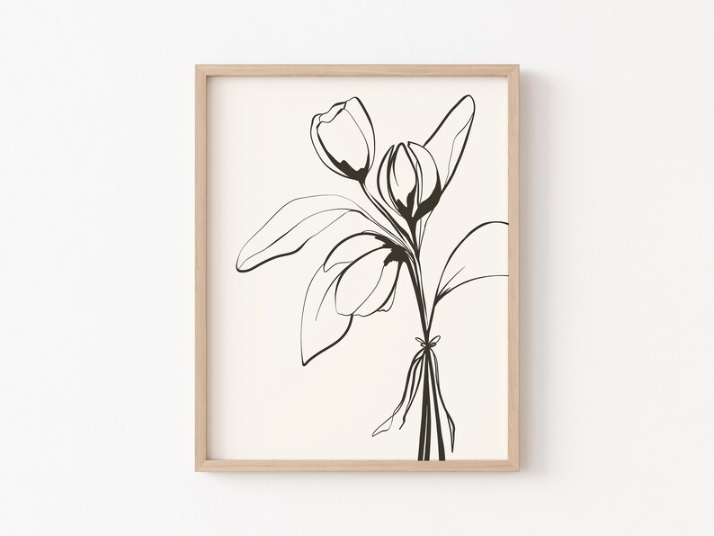 Tulip Printable Flower Bunch Print Minimal Flower Wall Art - Etsy