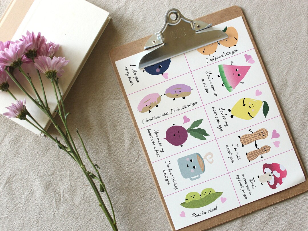 Food Pun Love Notes, Printable Valentines, Little Love Note Printable ...