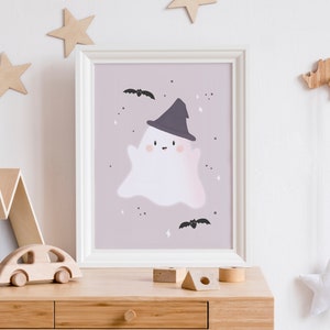 Cute Ghost Printable, Pink Halloween Decor, Ghost Art Print, Halloween ...