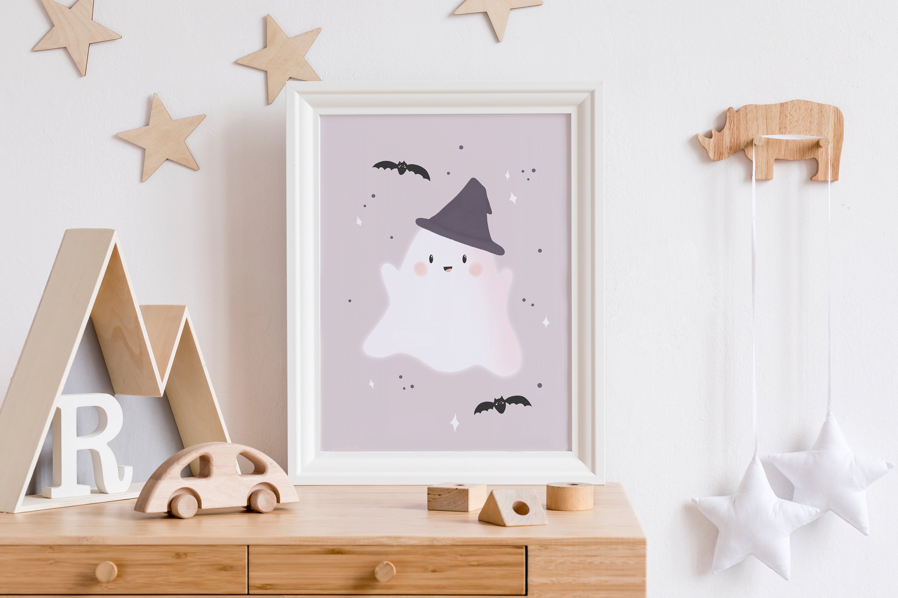 Cute Ghost Printable, Pink Halloween Decor, Ghost Art Print, Halloween ...