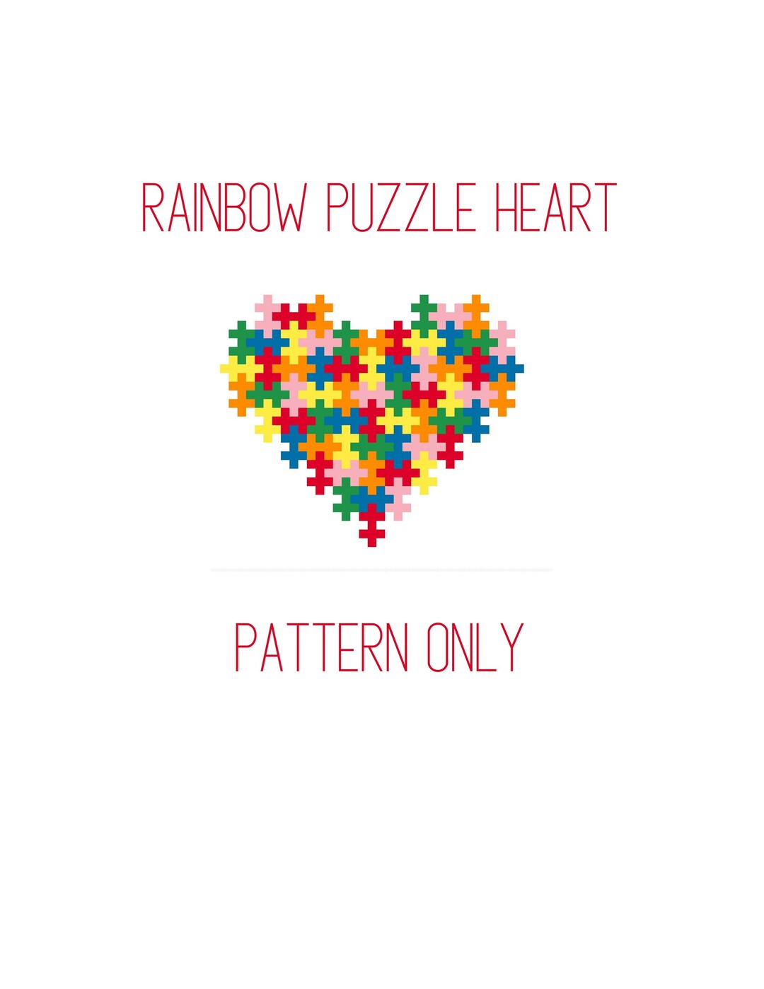Rainbow Puzzle Heart Pattern ONLY - Etsy