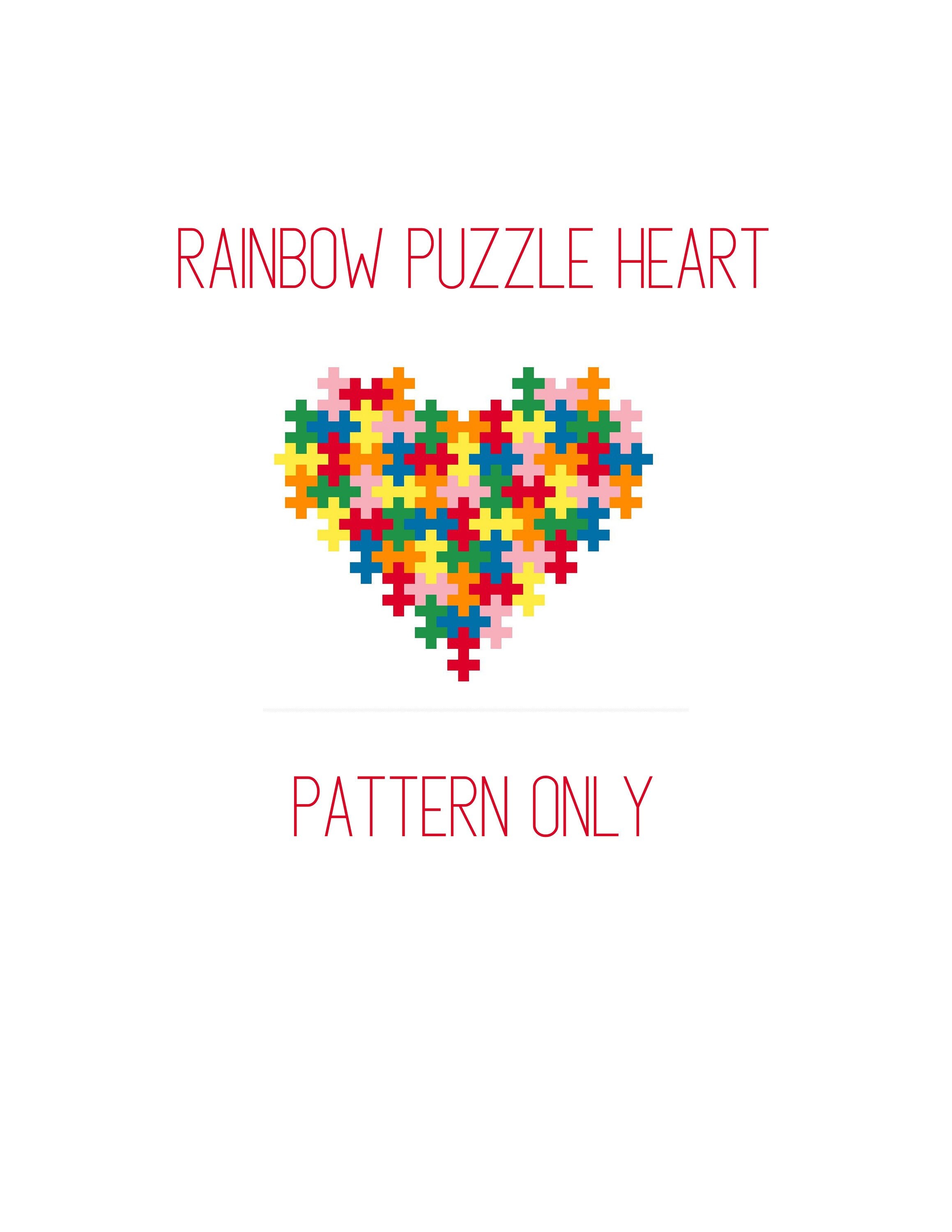Rainbow Puzzle Heart Pattern ONLY - Etsy