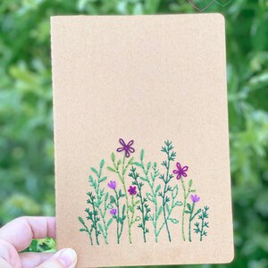Floral Embroidered Kraft Notebook, Customized Embroidery, Kraft ...