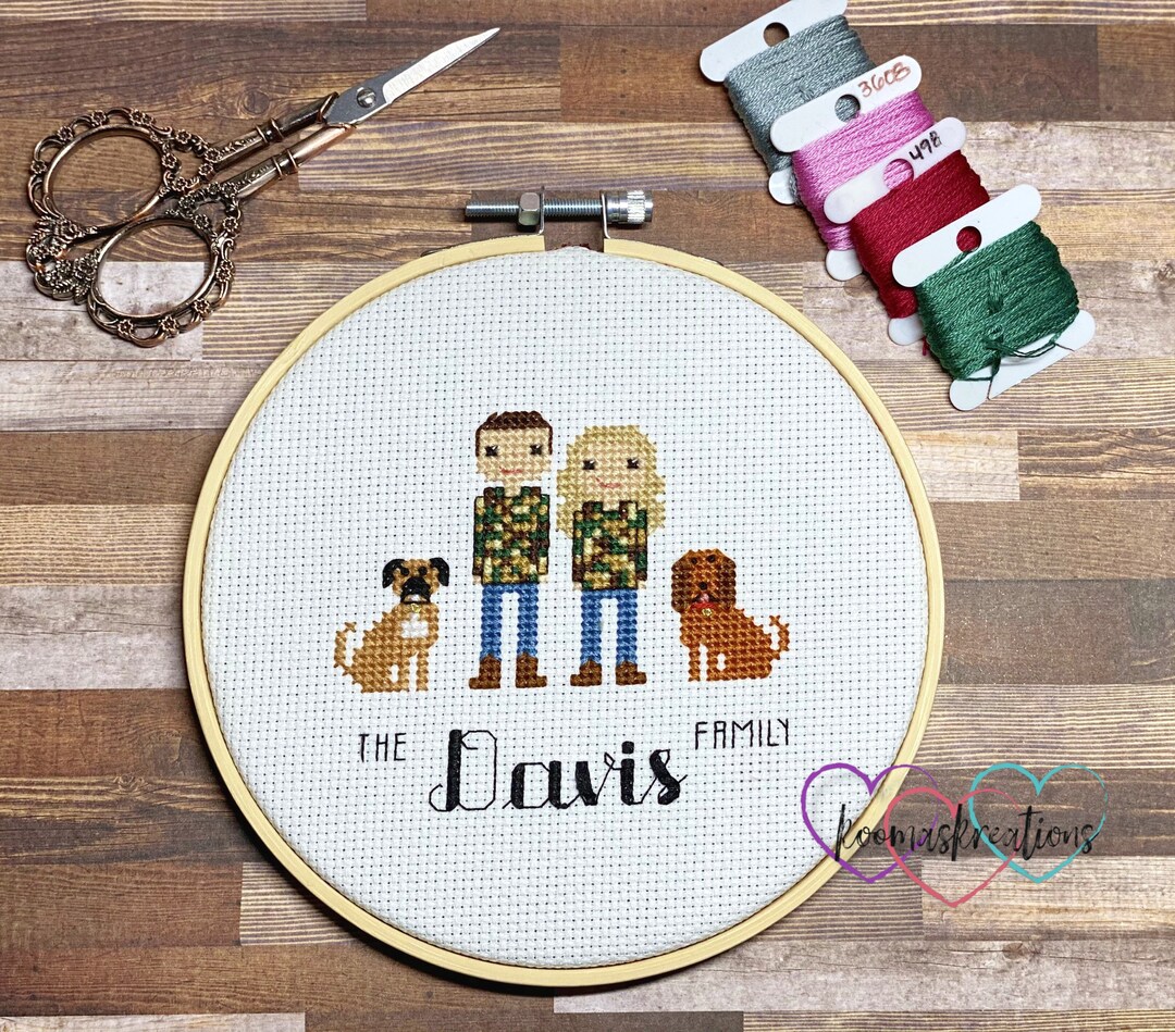 Cross Stitch Portrait Family Cross Stitch Portrait Custom - Etsy