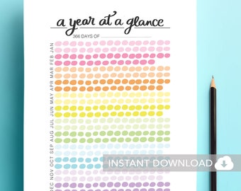 Printable Circle Habit Tracker With Rainbow Colours: Daily, Weekly and Monthly Habits, Vertical ...