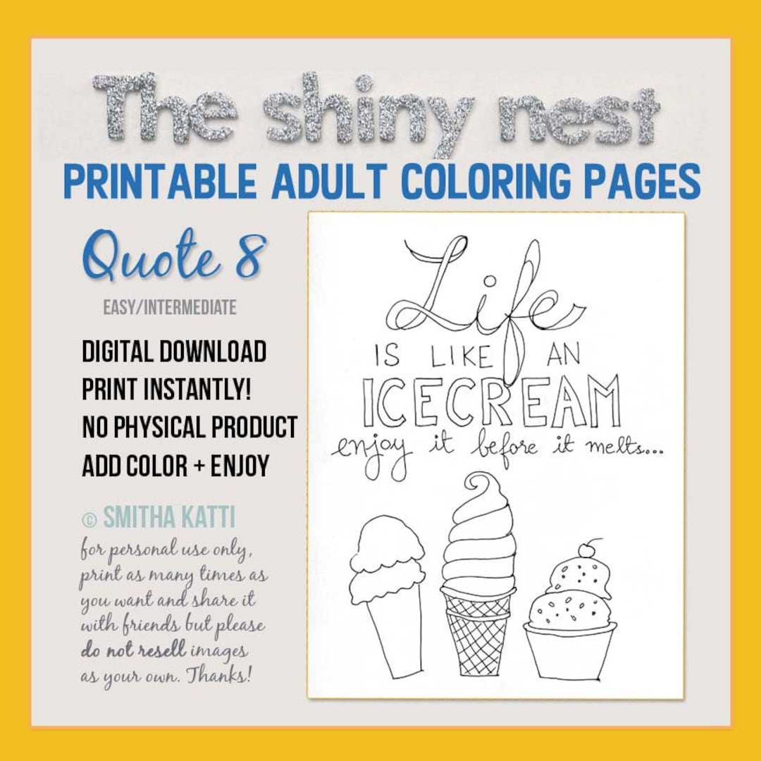 Adult Coloring Page, Life Quotes, Icecream Quotes, Printable Coloring ...