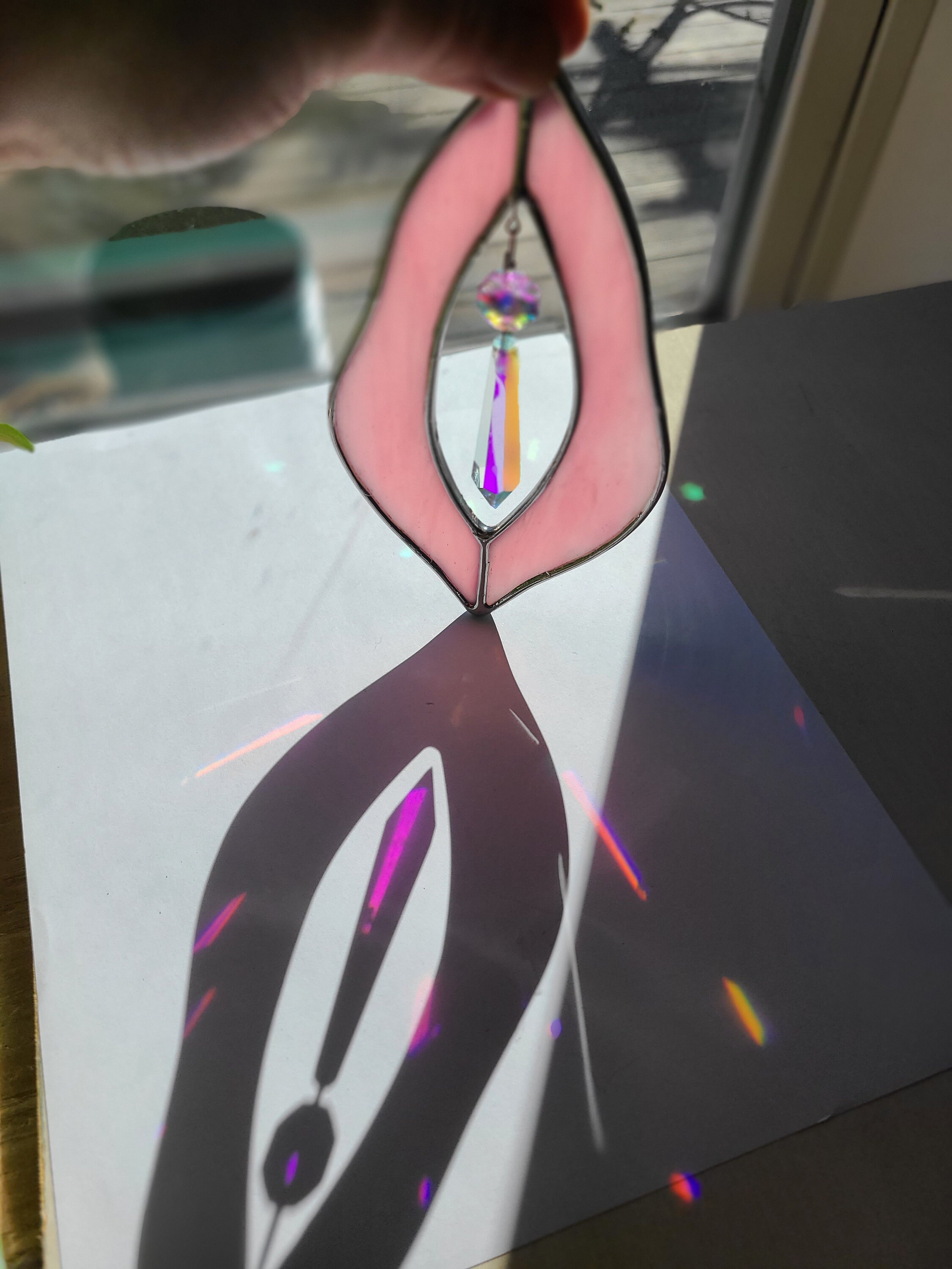Crystal Vulva, Cotton Candy, Stained Glass Suncatcher, Yoni, 6.25in × 3 ...