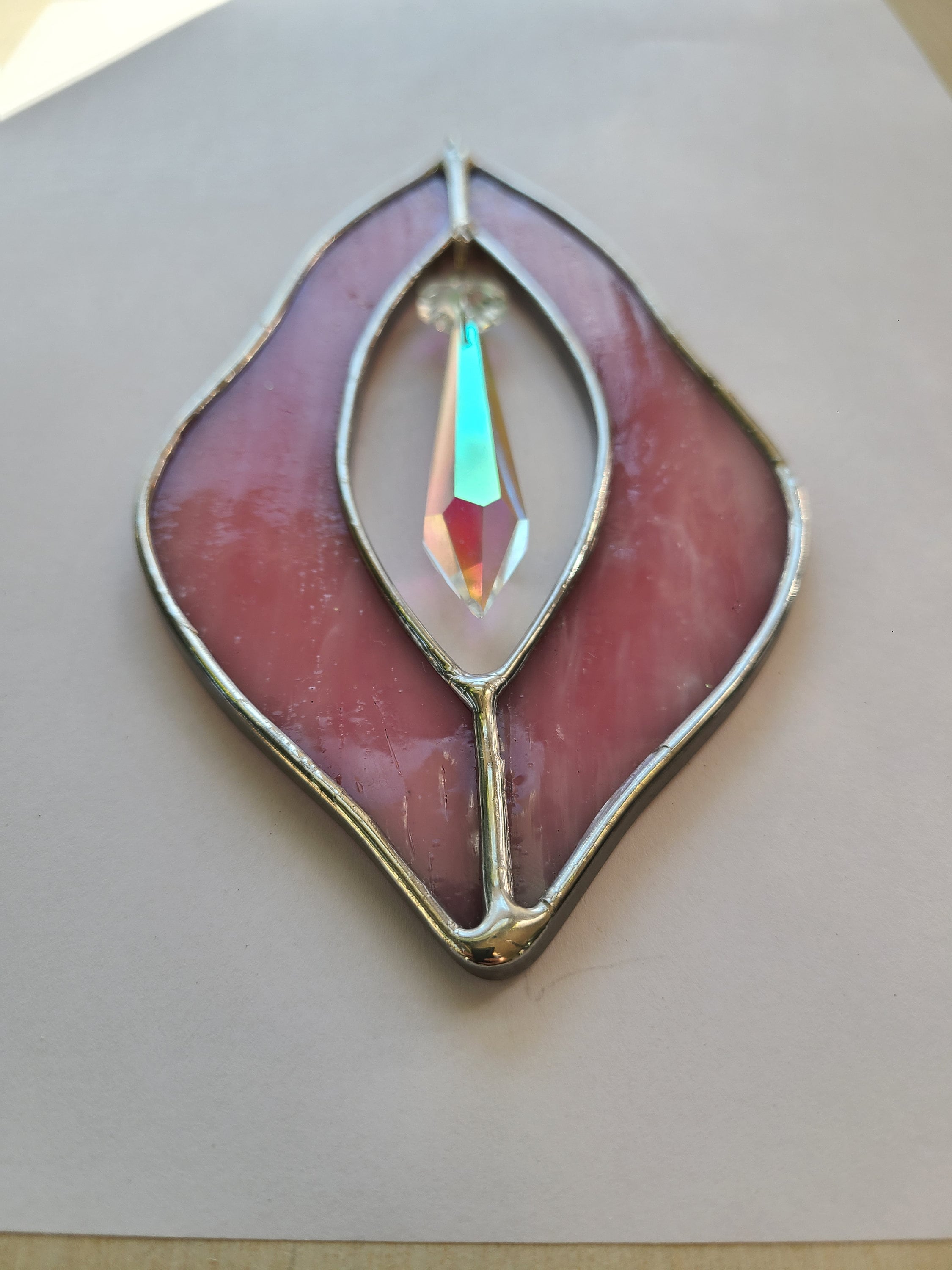 Crystal Vulva, Cotton Candy, Stained Glass Suncatcher, Yoni, 6.25in × 3 ...