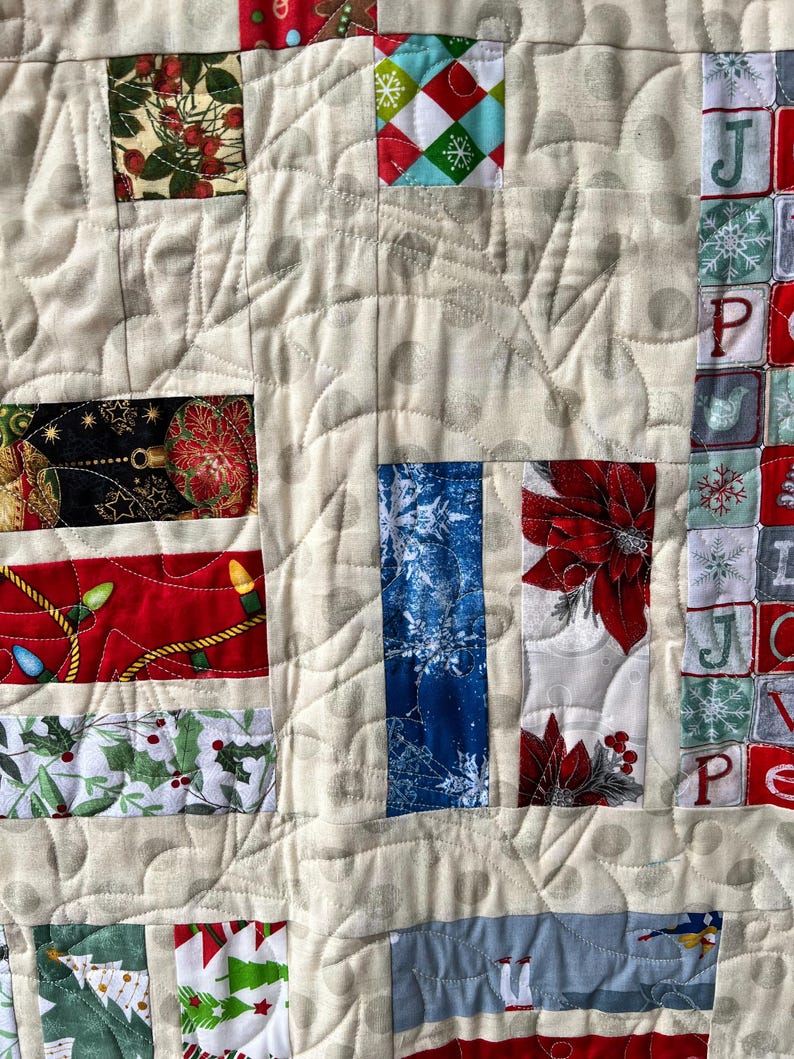 Christmas Strip Ribbons Throw Quilt - 58 X 72 - Etsy