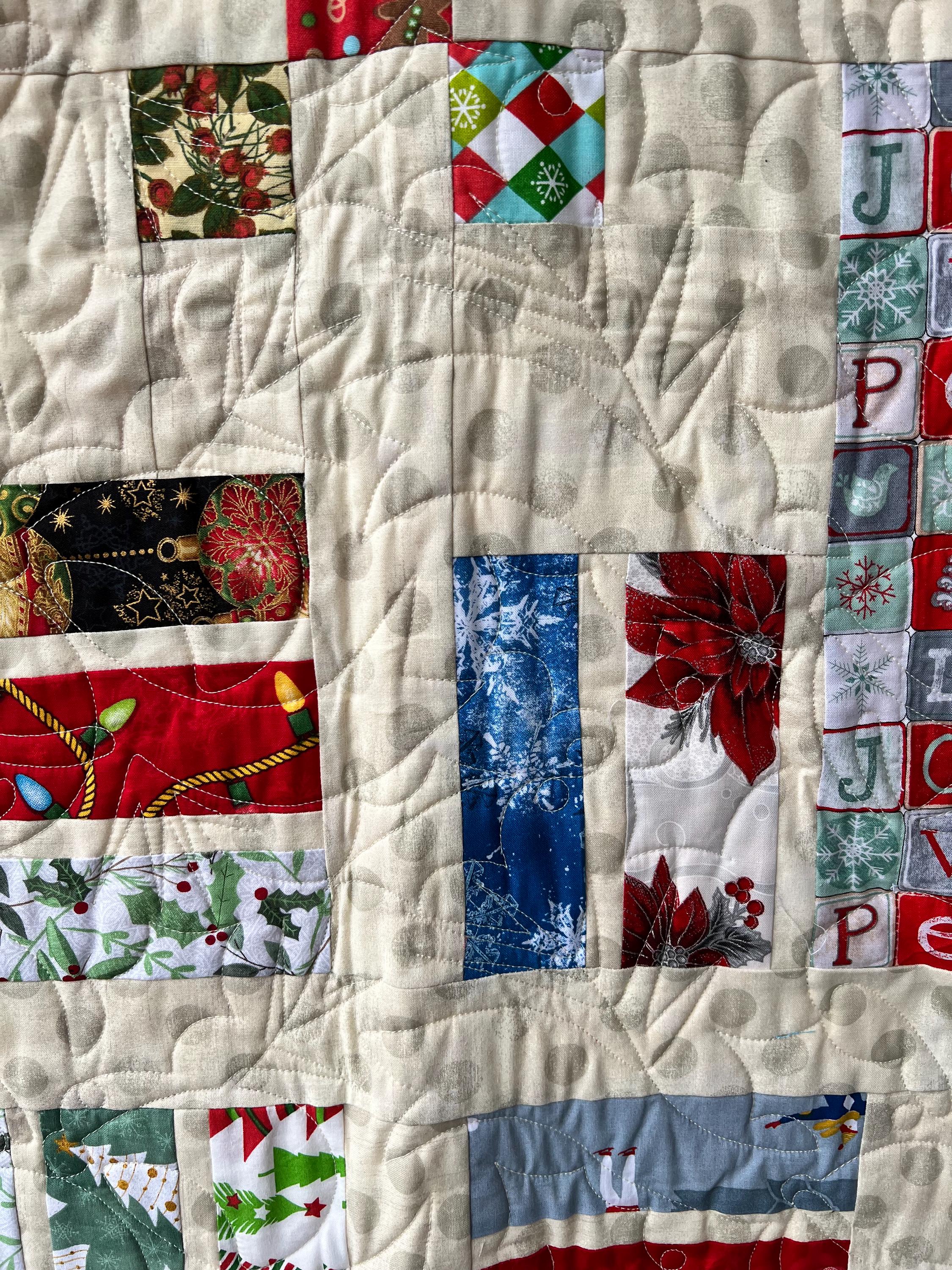 Christmas Strip Ribbons Throw Quilt 58 X 72 - Etsy