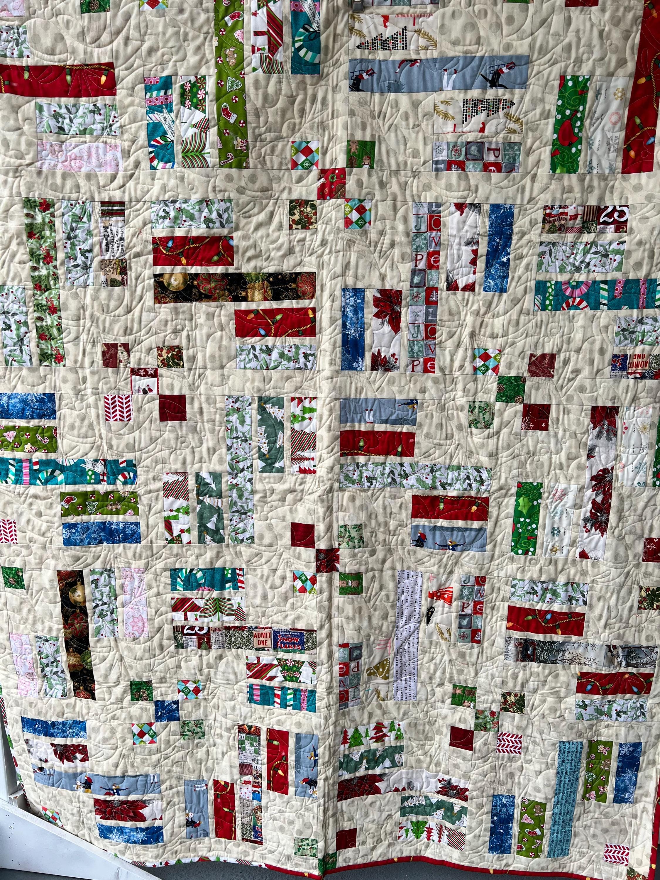 Christmas Strip Ribbons Throw Quilt 58 X 72 - Etsy